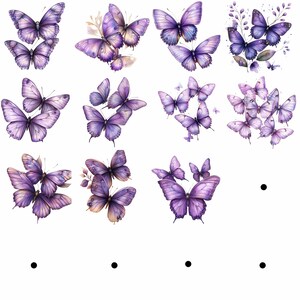 Purple Butterflies Clipart Bundle, 11 High-quality JPG, Craft Art, Card ...