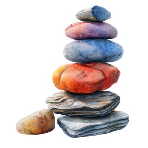 Zen Rock Stone Towers Clipart Bundle, 16 High-quality JPG, Craft Art ...