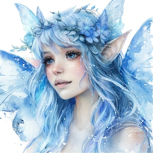 Blue Fairy Princess Clipart Bundle, 16 High-quality JPG, Craft Art ...