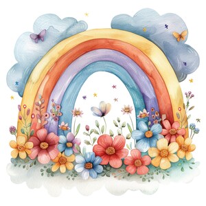 16 Rainbow With Flowers Clipart Bundle, 16 High-quality JPG, Craft Art ...