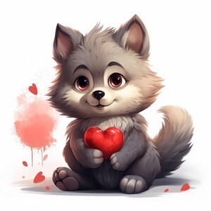 12 Heart Wolf Clipart Bundle, High-quality JPG, Craft Art, Card Making ...
