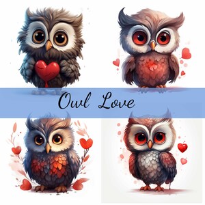 15 Valentine Owl Clipart Bundle, High-quality JPG, Craft Art, Card ...