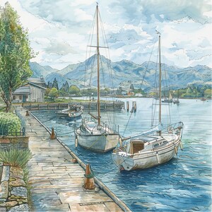 Spring Harbor Boats Clipart Bundle, 16 High-quality JPG, Craft Art ...