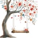 16 Floral Flower Tree Swing Clipart Bundle, High-quality JPG, Craft Art ...