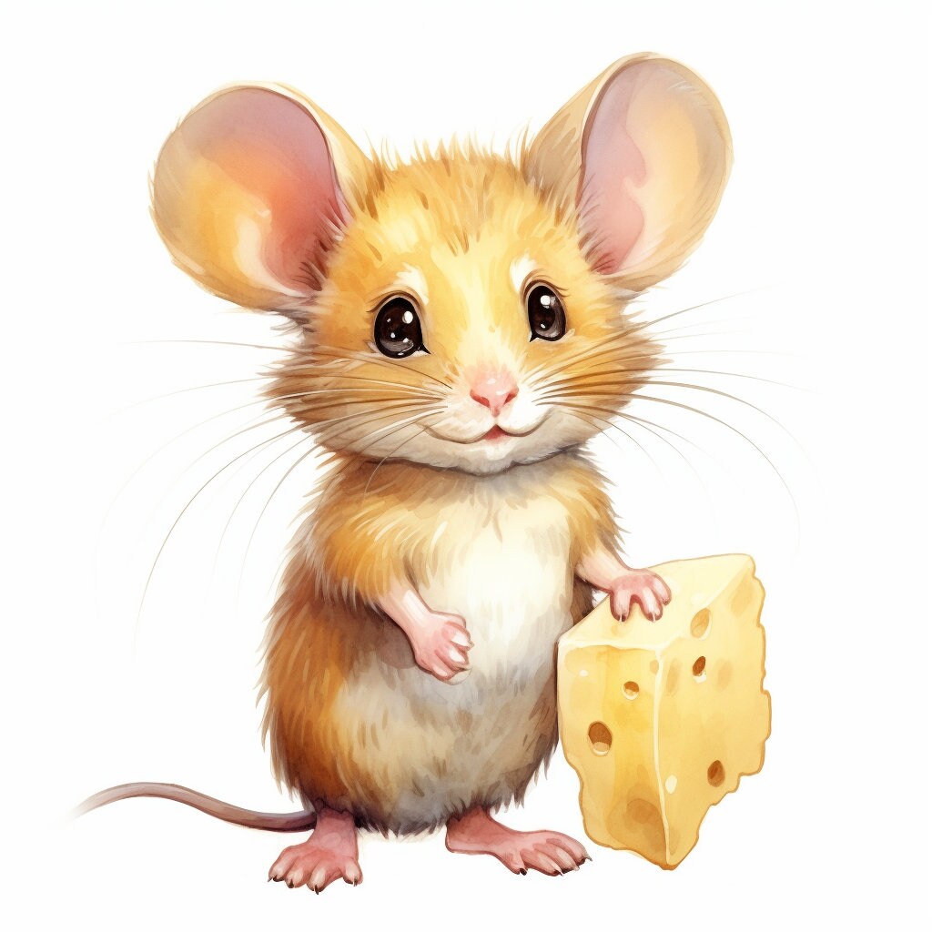 Cute Mouse With Cheese Clipart Bundle, High-quality JPG, Craft Art ...
