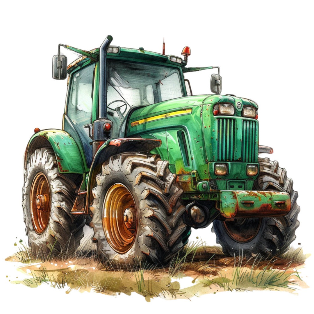 Cute Farm Tractor Clipart Bundle, 16 High-quality JPG, Craft Art, Card ...