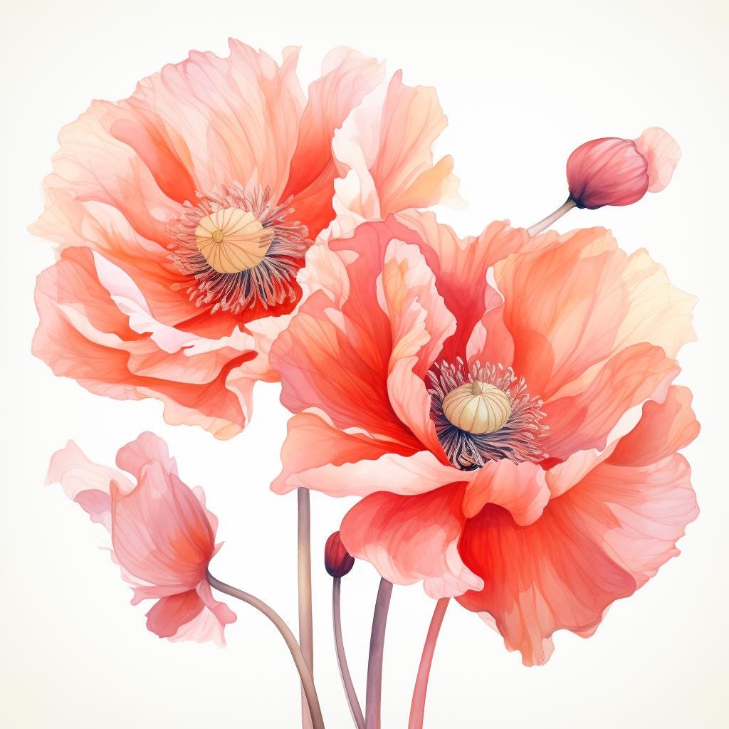 15 Fluffy Poppy Clipart Bundle, High-quality JPG, Craft Art, Card ...