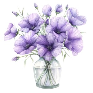 Purple Flowers in Vase Wildflowers Clipart Bundle, 16 High-quality JPG ...