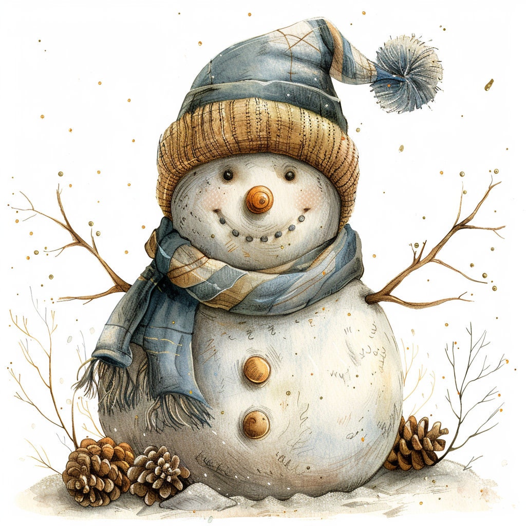 16 Happy Snowman in Winter Clipart Bundle, High-quality JPG, Craft Art ...