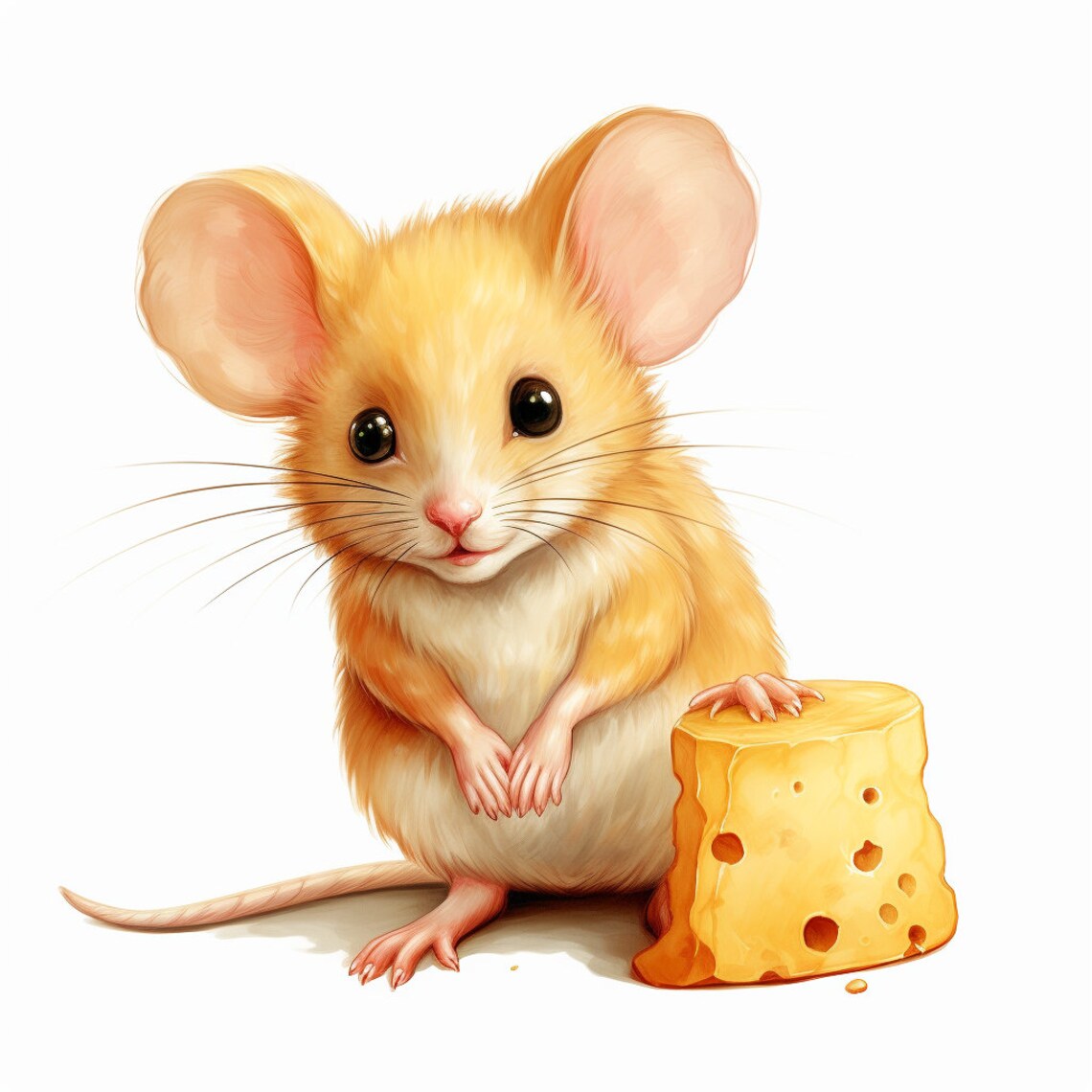 Cute Mouse With Cheese Clipart Bundle, High-quality JPG, Craft Art ...
