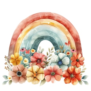 16 Rainbow With Flowers Clipart Bundle, 16 High-quality JPG, Craft Art ...