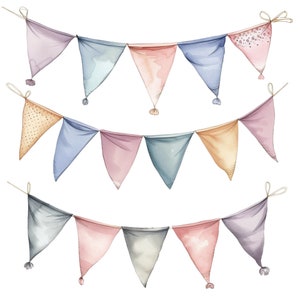 Pastel Bunting Clipart Bundle, 16 High-quality JPG, Craft Art, Card ...