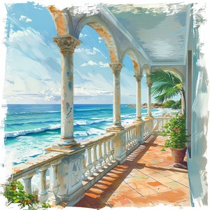 16 Porch Veranda Ocean View Clipart Bundle, 16 High-quality JPG, Craft ...