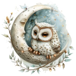 Owl and Moon Celestial Clipart Bundle, 16 High-quality JPG, Craft Art ...