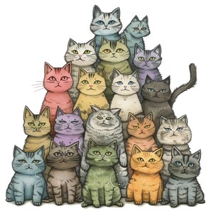 Cat Pyramid Clipart Bundle, 16 High-quality JPG, Craft Art, Card Making ...