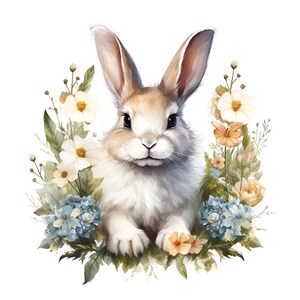 Easter Bunny Flower Wreath Clipart Bundle, High-quality JPG, Craft Art ...