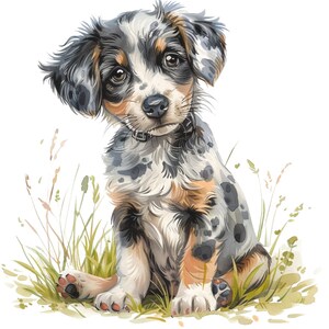 Cute Puppy Dog on Grass Clipart Bundle, 16 High-quality JPG, Craft Art ...