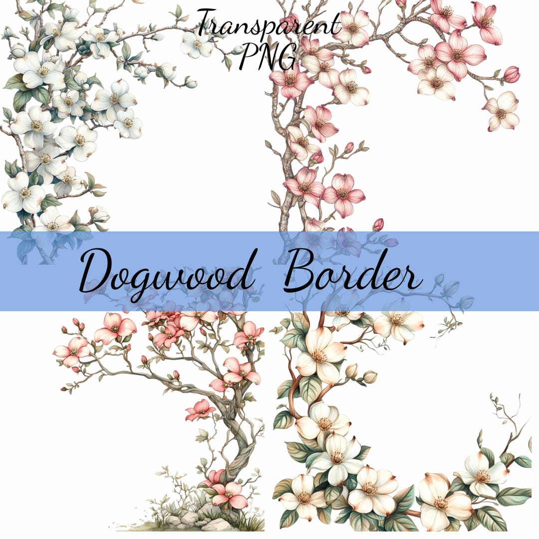14 Dogwood Leaves Tree Border Frame Corner Clipart Bundle Transparent ...