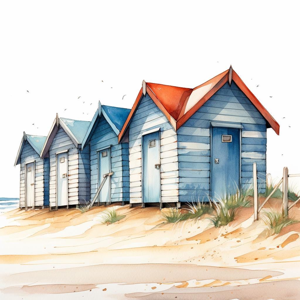 16 Beach Huts Clipart Bundle, High-quality JPG, Craft Art, Card Making ...