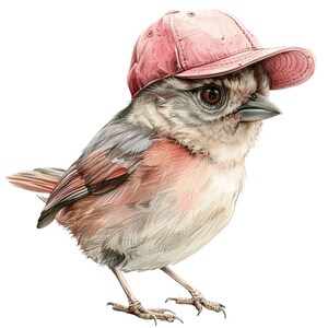 16 Cute Bird With Ball Cap Clipart Bundle, 16 High-quality JPG, Craft ...