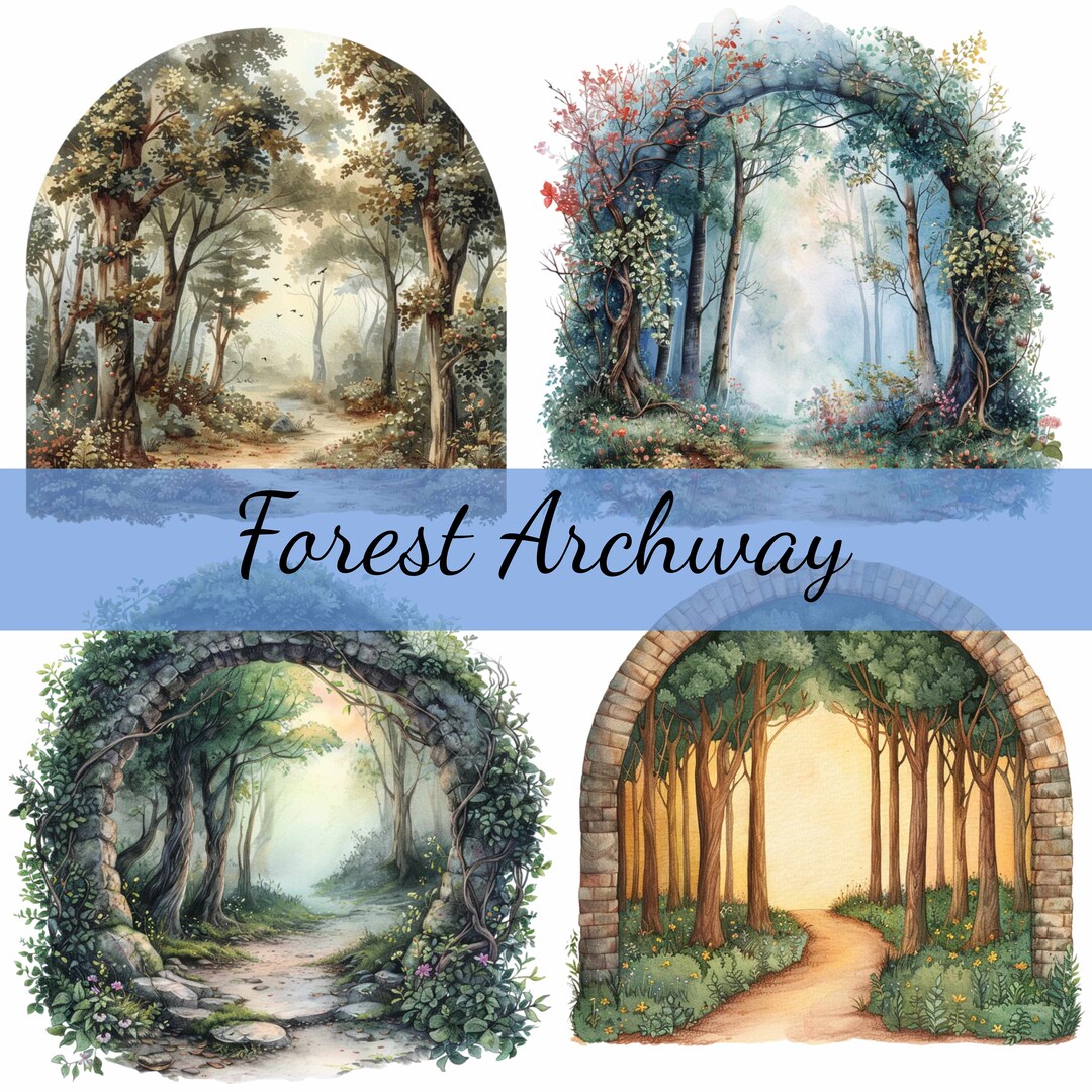 Forest Arch Magical Woods Clipart Bundle, 15 High-quality JPG, Craft ...