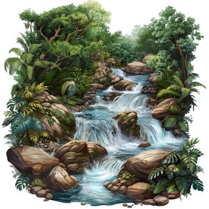 Rockey Forest Stream Clipart Bundle, 16 High-quality JPG, Craft Art ...