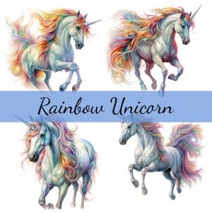 16 Rainbow Unicorn Clipart Bundle, High-quality JPG, Craft Art, Card ...