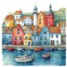 16 Folk Art Harbor Boats Houses Clipart Bundle, 16 High-quality JPG ...