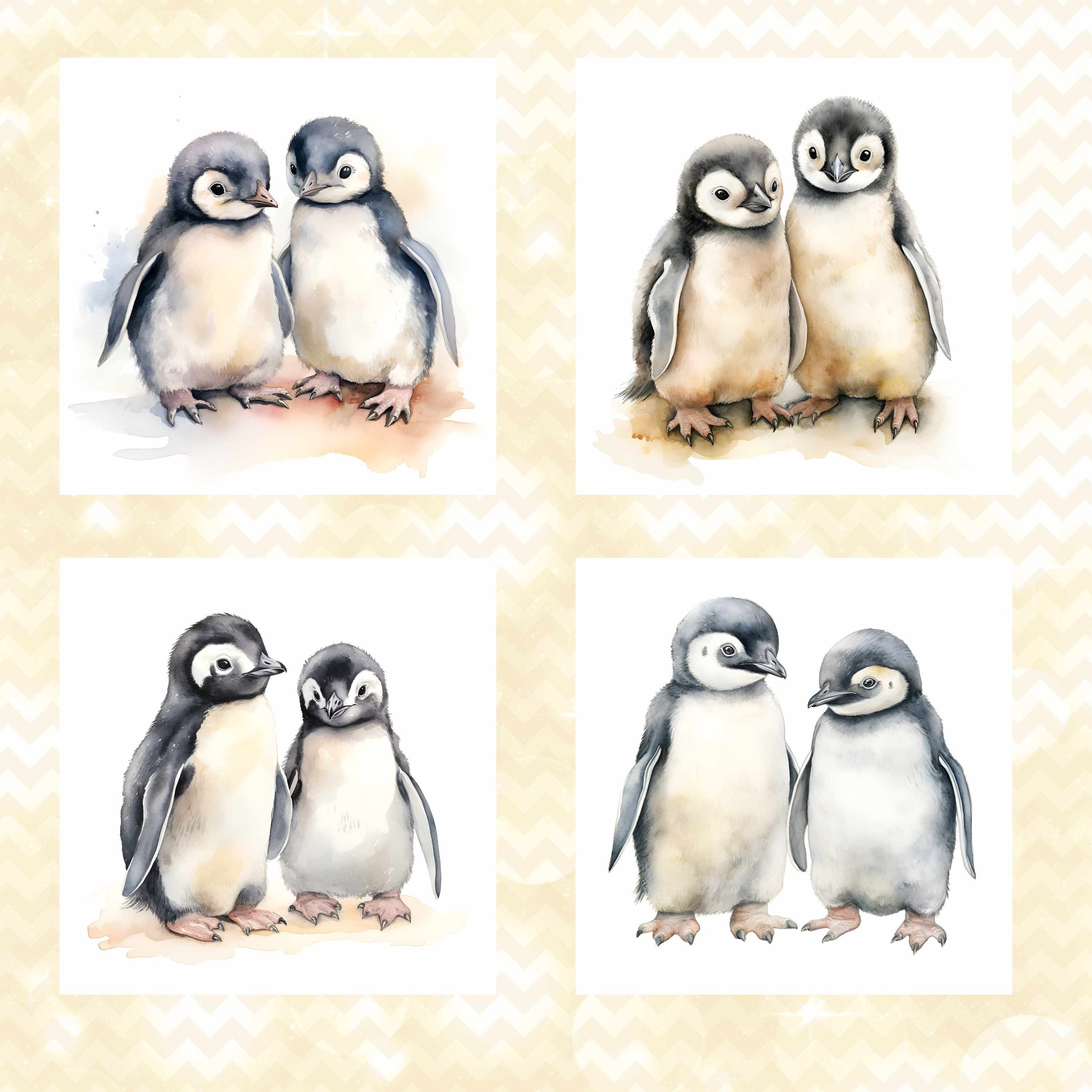 12 Penguin Friends Clipart Bundle, 12 High-quality JPG, Nursery Art ...