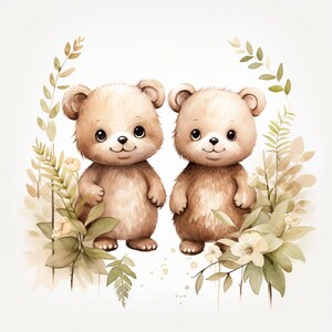 14 Bear Friends Clipart Bundle, High-quality JPG, Nursery Art, Card ...