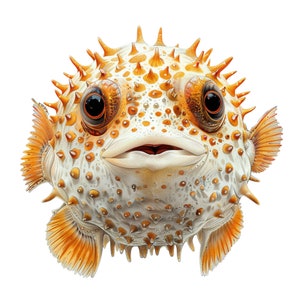 16 Puffer Fish Face Clipart Bundle, 16 High-quality JPG, Craft Art ...