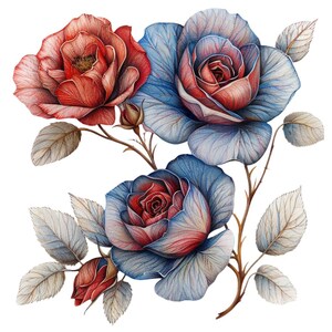 16 Folk Art Roses Clipart Bundle, 16 High-quality JPG, Craft Art, Card ...