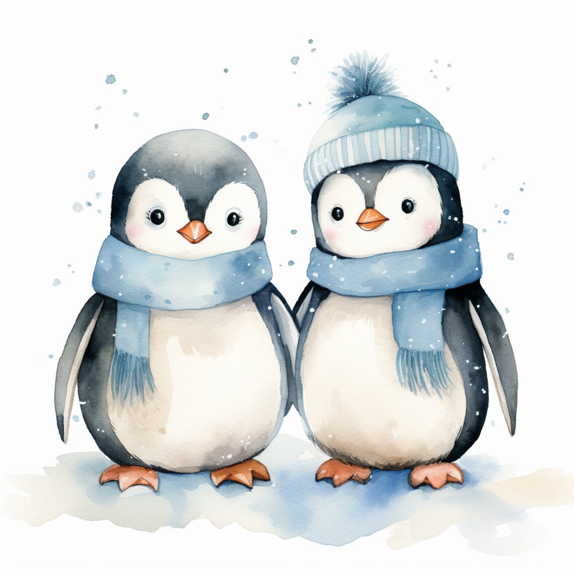 16 Winter Penguin Friends Clipart Bundle, 16 High-quality JPG, Nursery ...