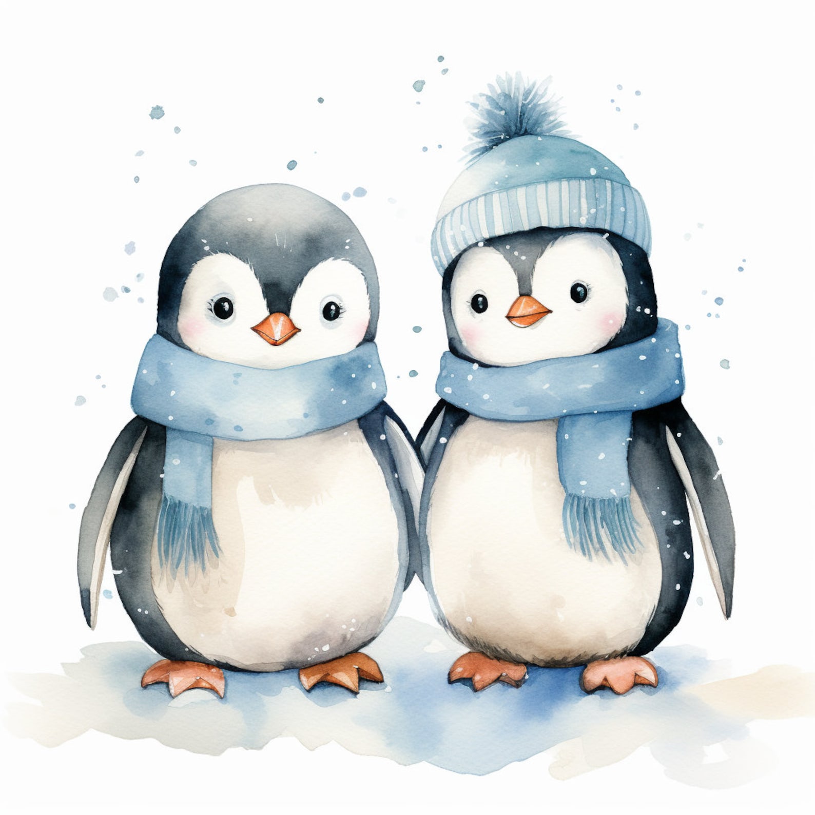 16 Winter Penguin Friends Clipart Bundle, 16 High-quality JPG, Nursery ...