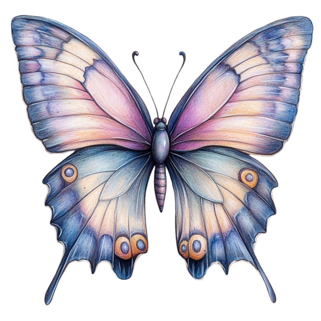 Folk Art Pastel Butterfly Clipart Bundle, 16 Transparent PNG Download ...