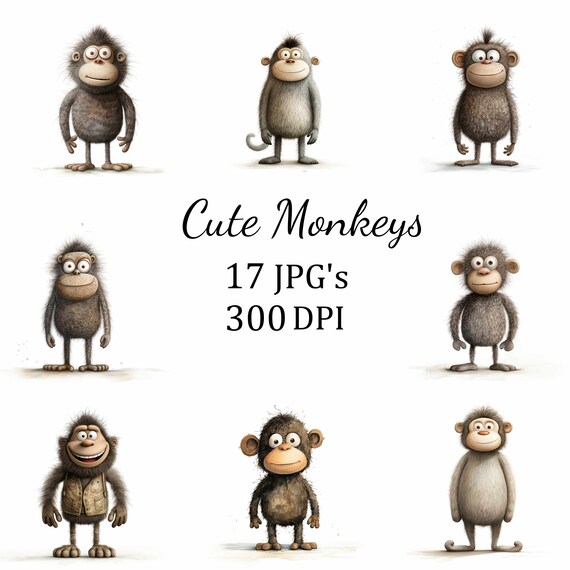 Süßes Affenbaby Clipart Affe Süße Tiere Im Dschungel Lustige Affen