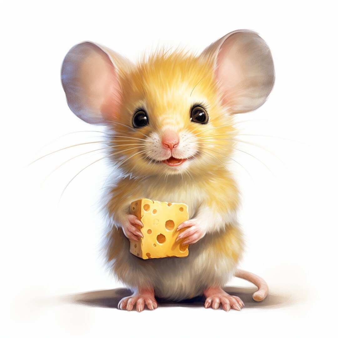 Cute Mouse With Cheese Clipart Bundle, High-quality JPG, Craft Art ...