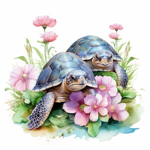 12 Turtle and Friends Clipart Bundle, High-quality JPG, Nursery Art ...