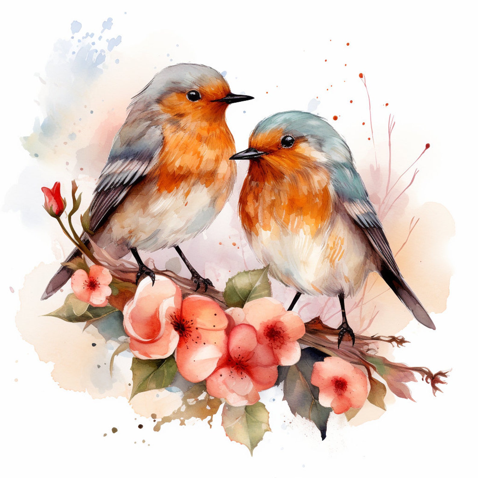 14 Robin Friends Bird Clipart Bundle, High-quality JPG, Nursery Art ...