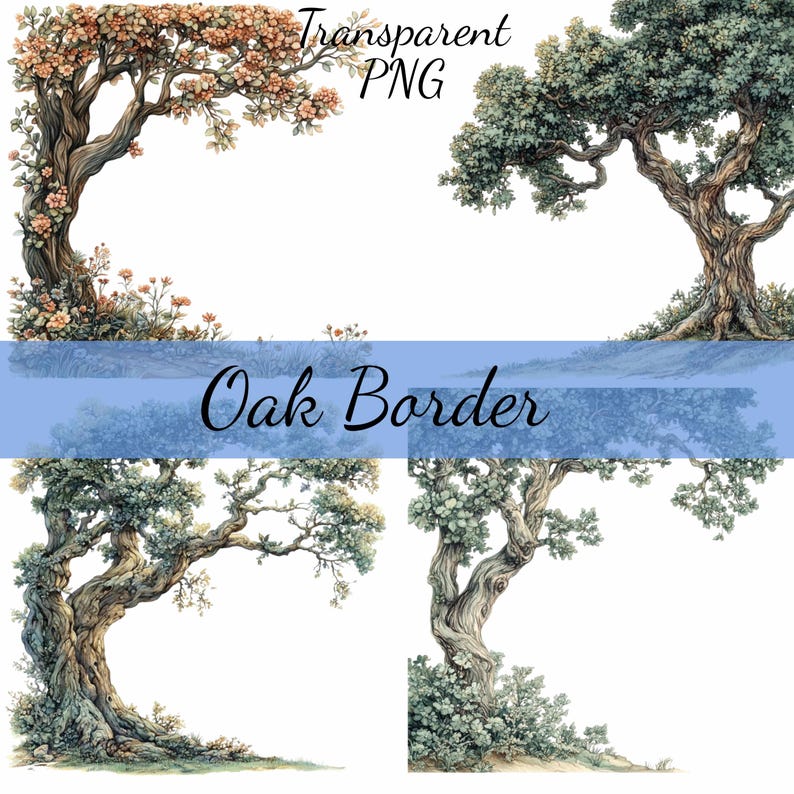 16 Oak Tree Floral Leaves Border Frame Corner Clipart Bundle 16 ...