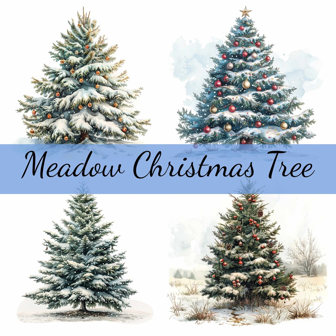 16 Beautiful Country Christmas Tree Clipart Bundle, 16 High-quality JPG ...