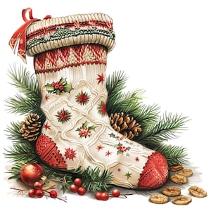 Christmas Stocking Clipart Bundle, 12 High-quality JPG, Craft Art, Card ...