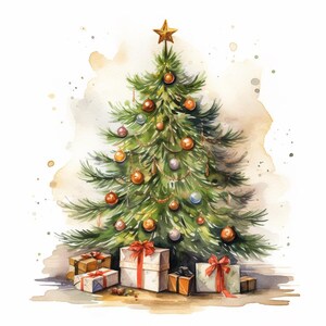 14 Watercolor Christmas Tree Clipart Bundle, High-quality JPG, Nursery ...