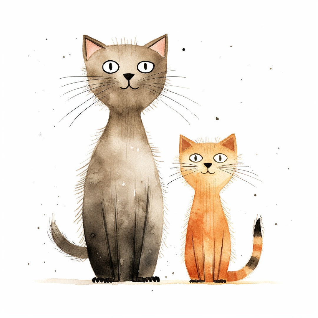 12 Quirky Cats and Friends Clipart Bundle, JPG, Card Making, Clip Art ...