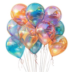 Iridescent Balloons Clipart Bundle, 14 High-quality JPG, Craft Art ...