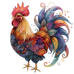 16 Whimsical Rooster Flowers 1 Clipart Bundle, 16 High-quality JPG ...