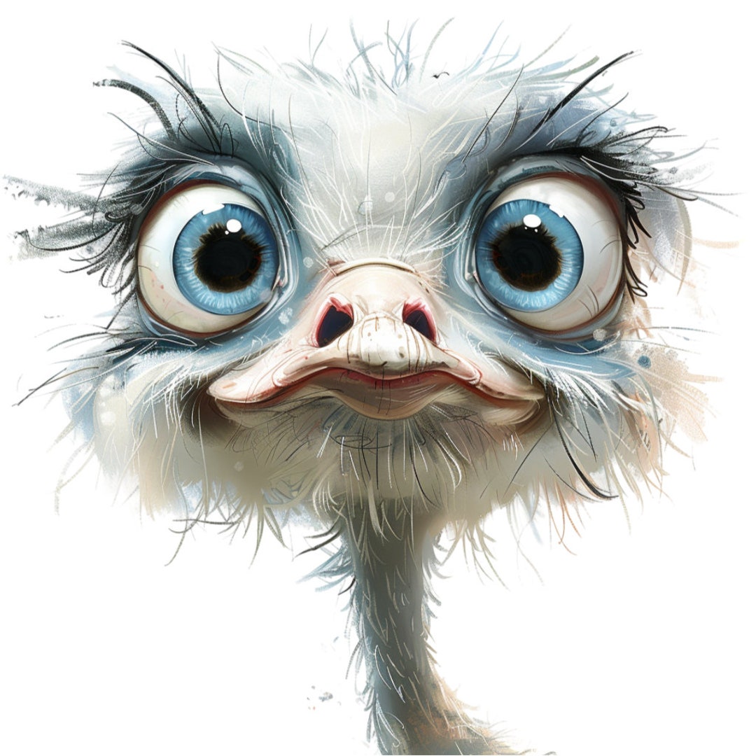 16 Quirky Baby Ostrich Clipart Bundle, 16 High-quality JPG, Craft Art ...