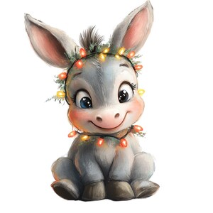 12 Donkey W Christmas Lights Clipart Bundle 12 Transparent PNG Download ...