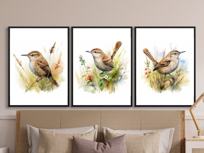 Wren Bird in Grass Clipart Bundle, High-quality JPG, Craft Art, Card ...