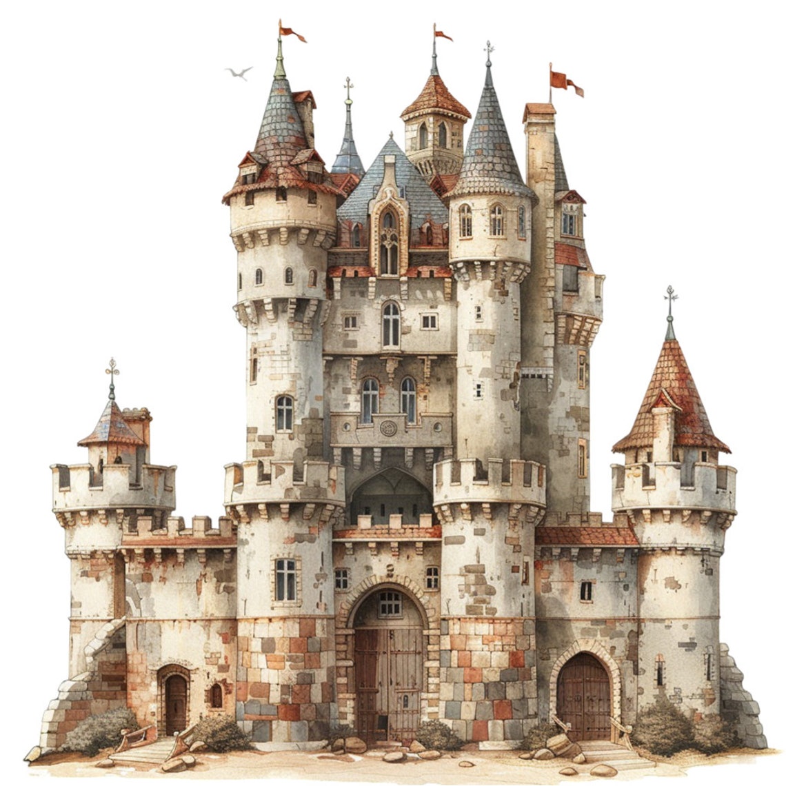 16 Medieval Castle Clipart Bundle, 16 High-quality JPG, Craft Art, Card ...